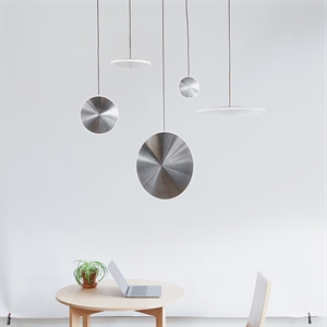 Chrona Dish 6 Horizontal Pendant in Brushed Steel from Graypants | AndLight