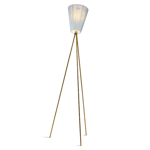 Northern Lighting Oslo Wood Floor Lamp Gold Base & Light Blue Shade ...