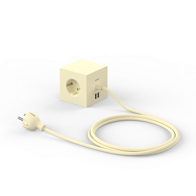 Avolt Square 1 Socket USB A & Magnet Ice Yellow | AndLight