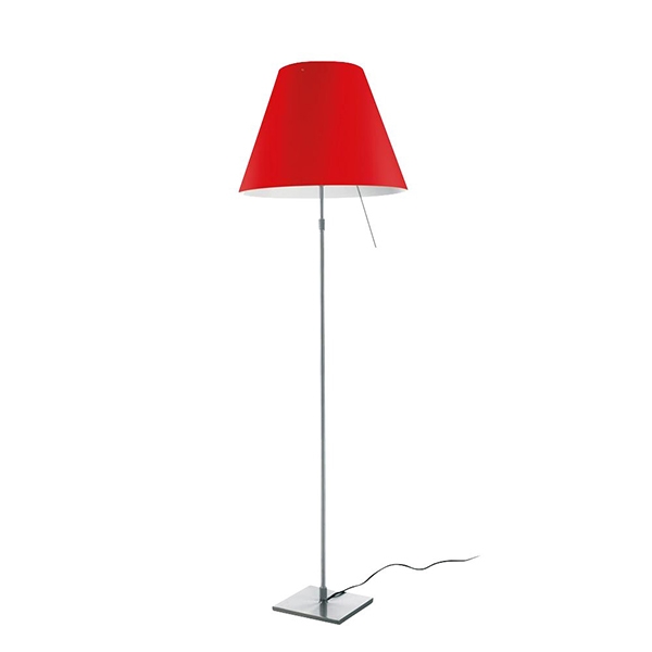 Luceplan Costanza Floor Lamp Alu/Primary Red w. dimmer - Free Shipping!
