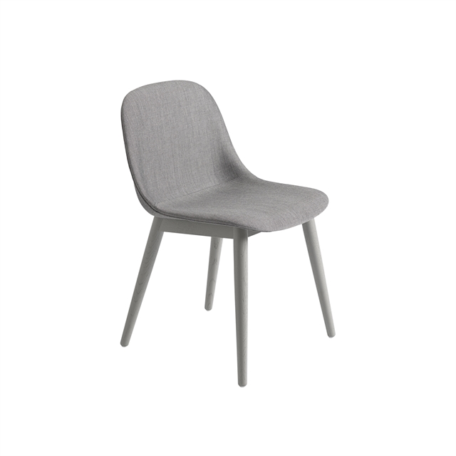 Fiber Dining Chair w. Wood Base Upholstered Remix 133/Gray